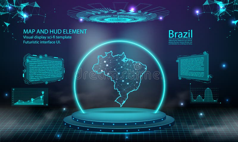 Brazil Map Light Connecting Effect Background. Abstract Digital ...