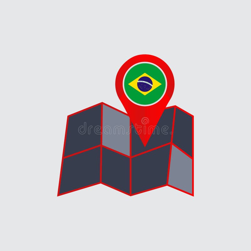 Brazil Map Pins are Isolated by Country Flags Stock Vector ...
