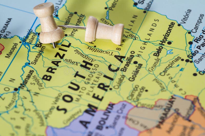 Brazil on a map stock image. Image of longitude, controversy - 68134269