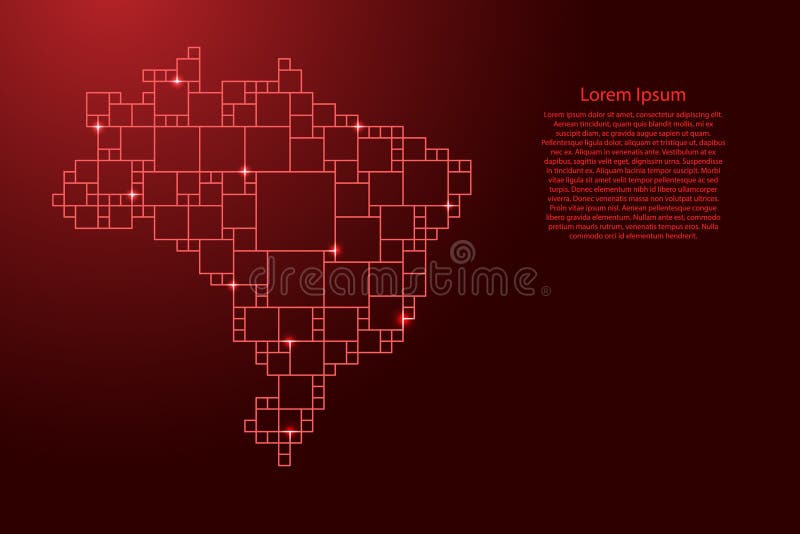 Brazil Map from Red Pattern from a Grid of Squares of Different Sizes ...