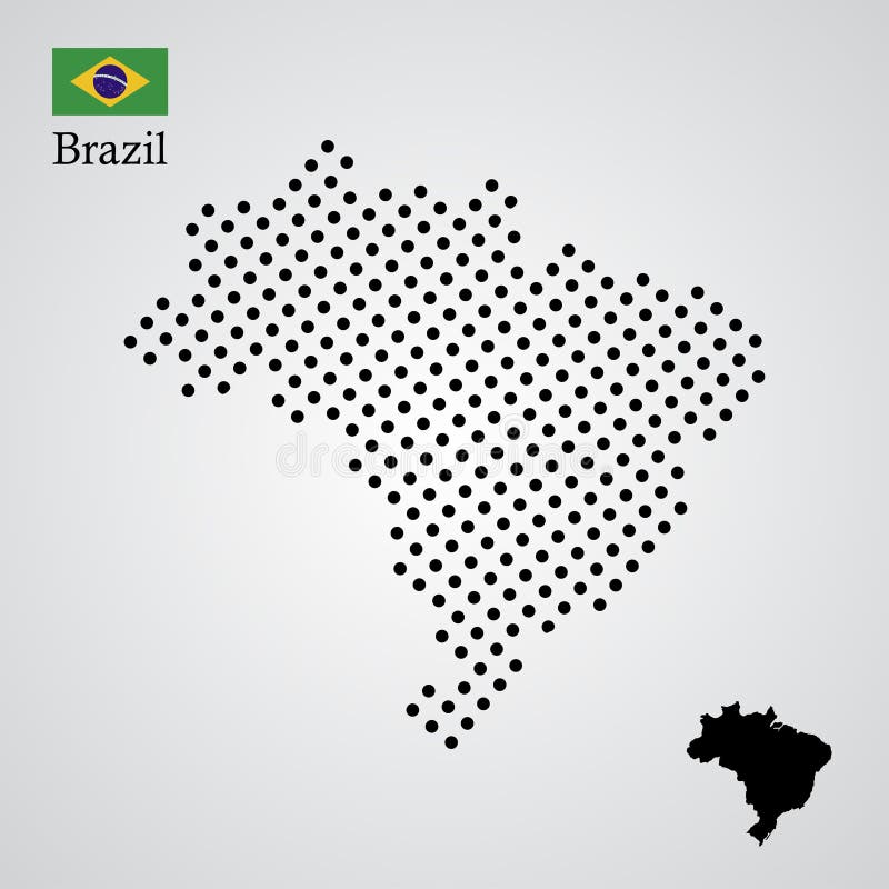 Brazil Map Silhouette Halftone Style Stock Illustration - Illustration ...