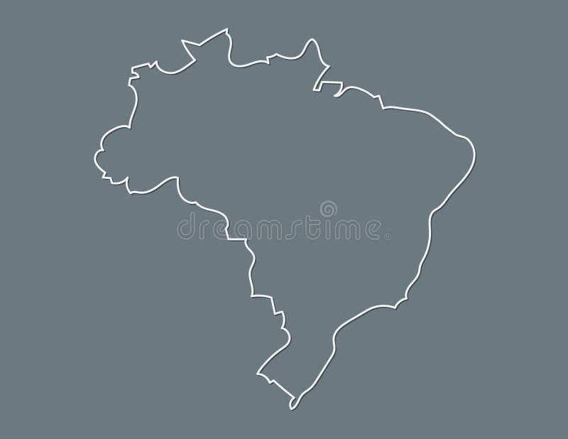 Brazil Map with Single White Line Border Stock Vector - Illustration of ...