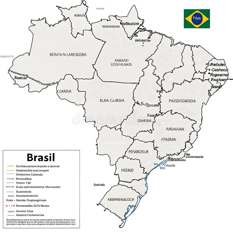 Brazil Map with Text Box stock illustration. Illustration of america ...