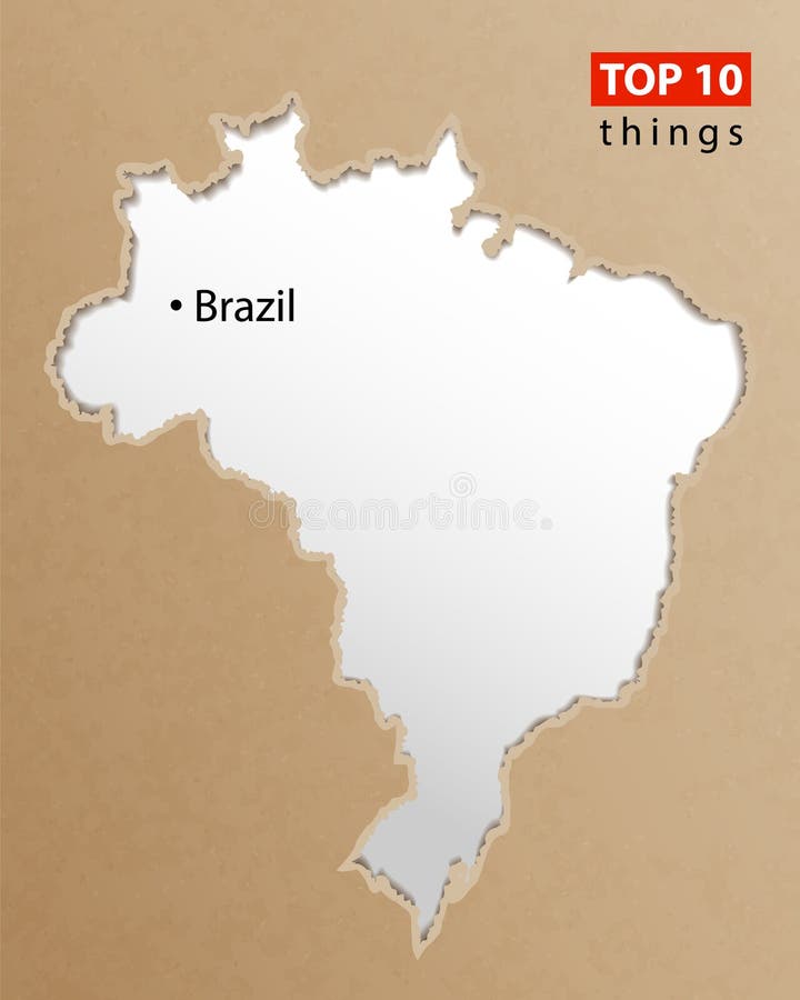 Brazil Map Vector. Brazilian Maps Craft Paper Texture. Empty Template ...