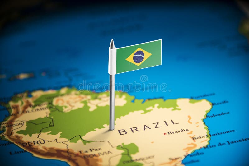 Brazil pinned at the map stock photo. Image of city - 163560718