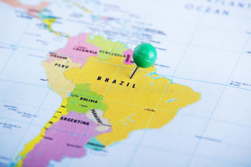 Brazil pinned at the map stock photo. Image of city - 163560718