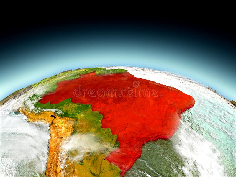 Brazil on model of Earth stock illustration. Illustration of satellite ...