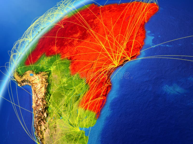 Brazil on Model of Planet Earth with International Networks. Concept of ...