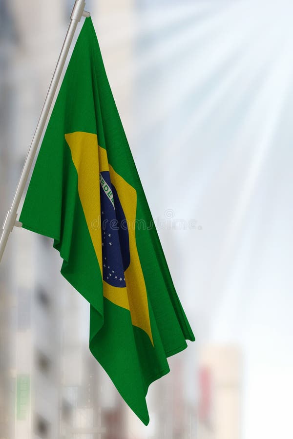 Brazil National Flag. Render 3D Stock Illustration - Illustration of ...