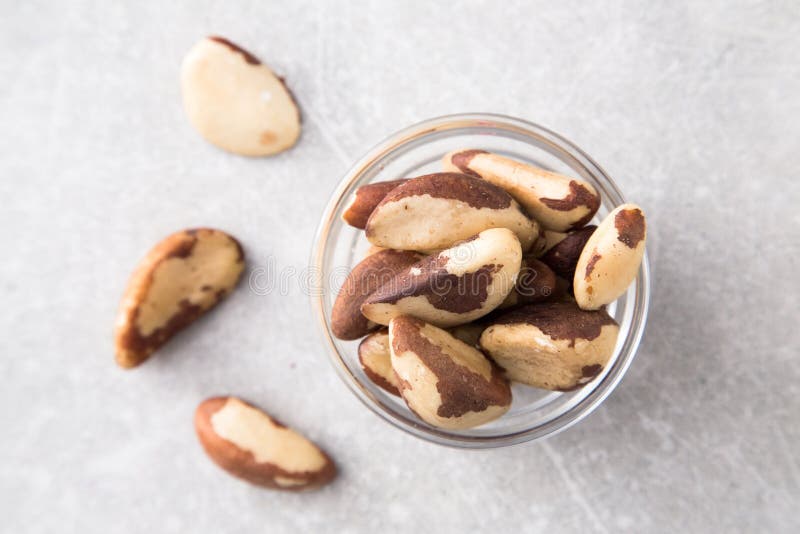 Brazil Nuts in the Glass Bowl on Stone Table. Stock Photo - Image of ...