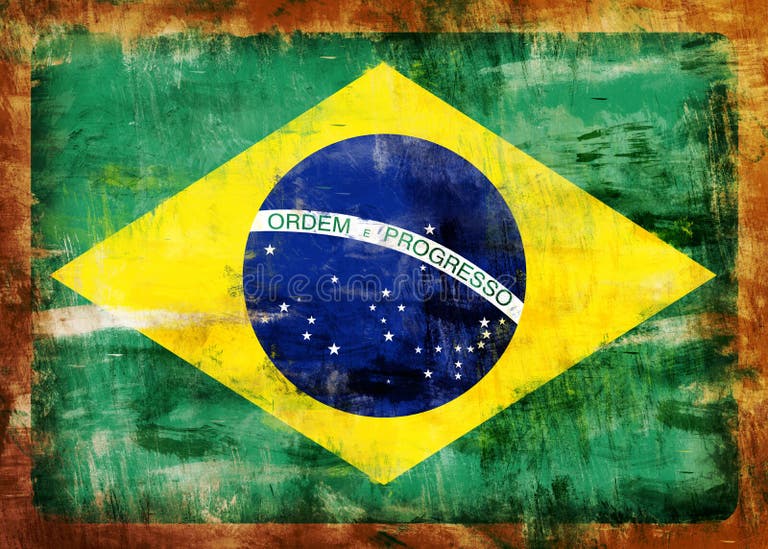 Brazil old painted flag stock illustration. Illustration of patriot ...