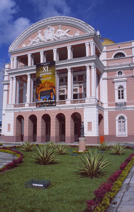 Manaus Opera House Inside, Painted Ceiling And Luster Stock Image ...