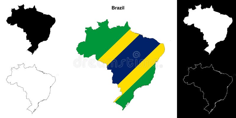 Brazil outline map stock vector. Illustration of isolated - 323783375