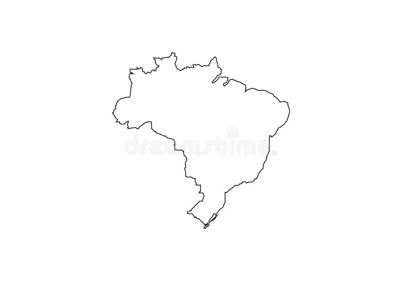 Brazil Outline Map National Borders Country Shape Stock Vector ...