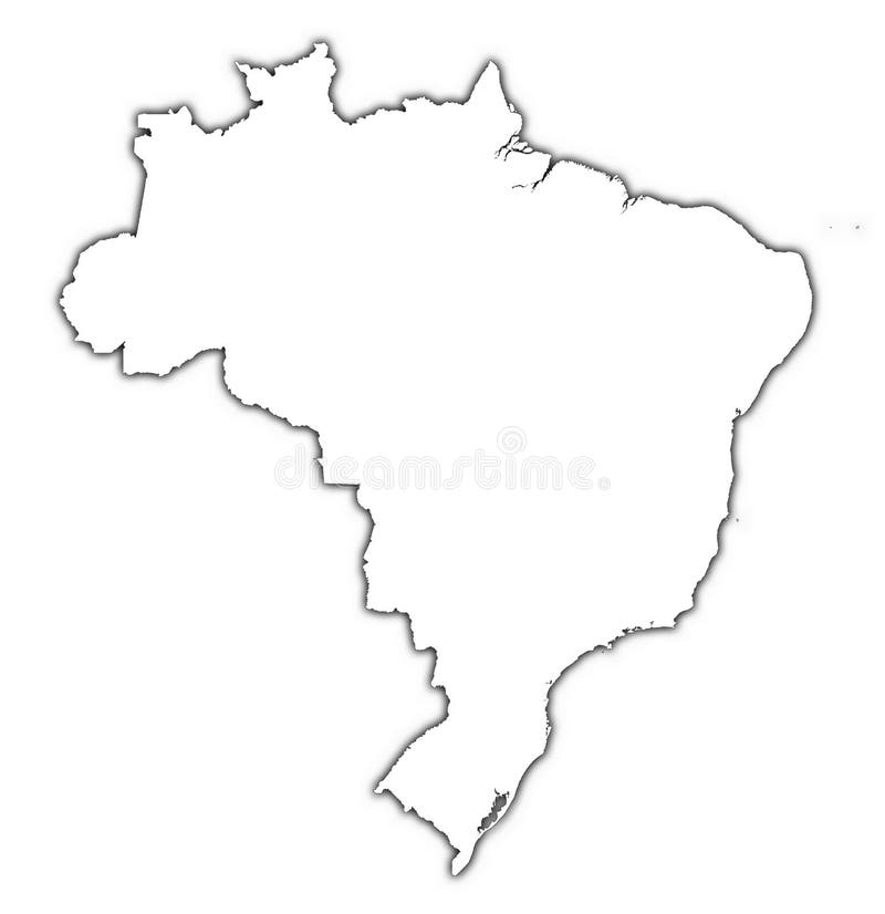 Brazil Outline Map with Shadow Stock Illustration - Illustration of ...