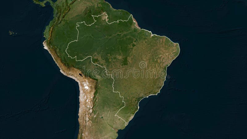 Brazil Outlined. Low-res Satellite Stock Illustration - Illustration of ...