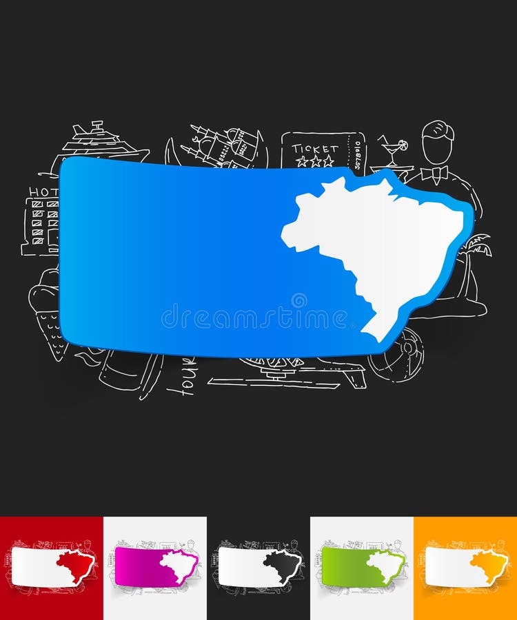 Brazil Paper Sticker with Hand Drawn Elements Stock Vector ...