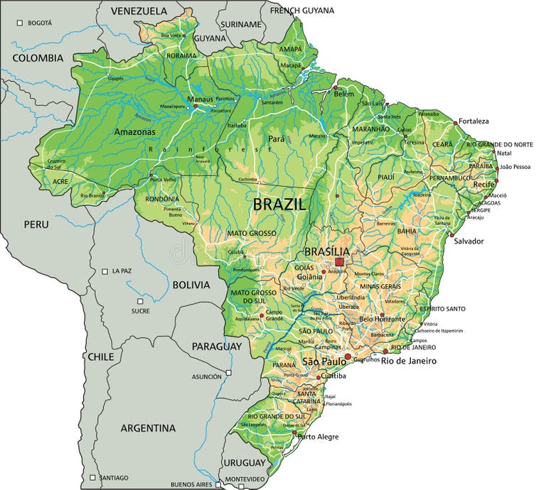 Brazil Physical Map Stock Illustrations – 1,576 Brazil Physical Map ...