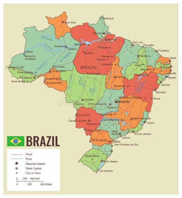 Brazil Political Map with Selectable Territories. Vector Stock Vector ...