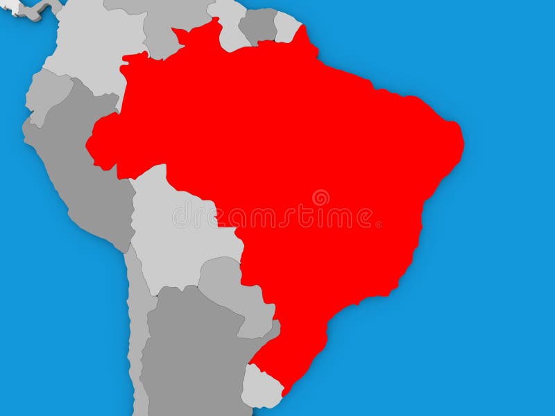Brazil in red on globe stock illustration. Illustration of brazil ...