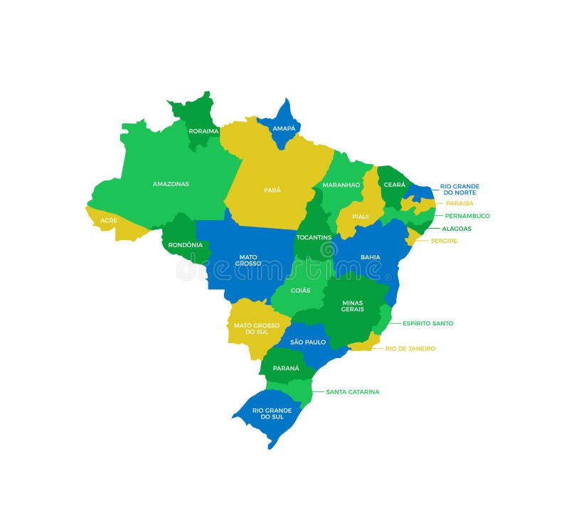 Brazil regions map stock illustration. Illustration of area - 197792675