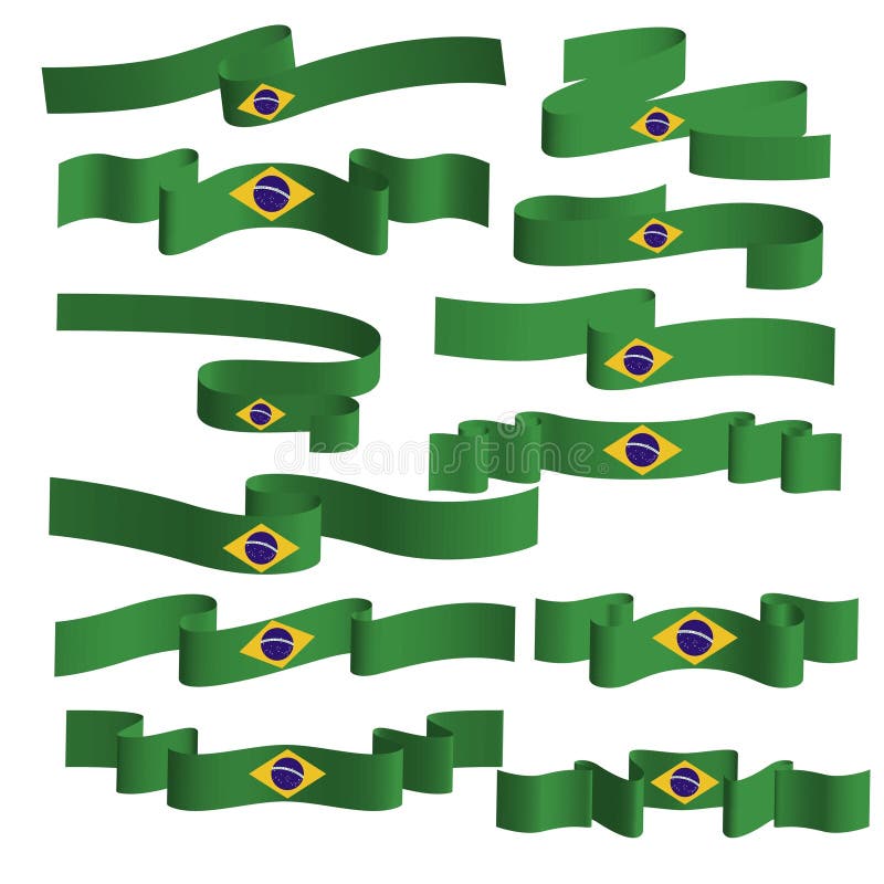 Brazil Ribbon Flag Vector Element Bundle Set Stock Vector ...