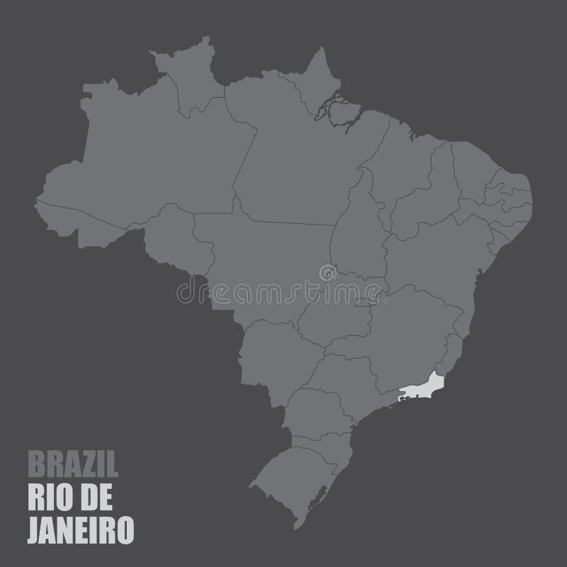 Rio De Janeiro Red Highlighted in Map of Brazil Stock Illustration ...