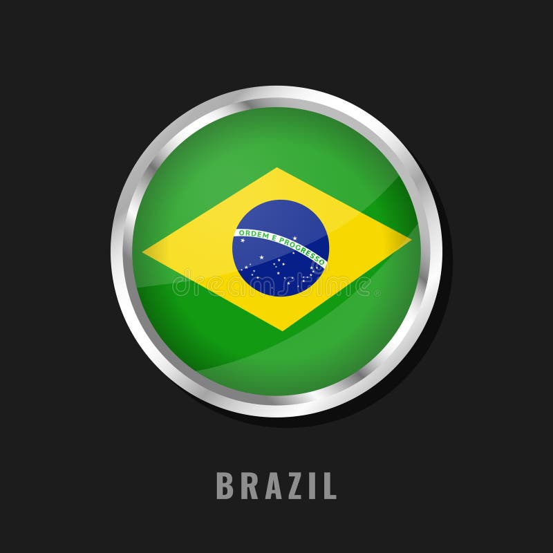 Brazil Round Framed National Flag. Circular Glossy Flag of Brazil Stock ...