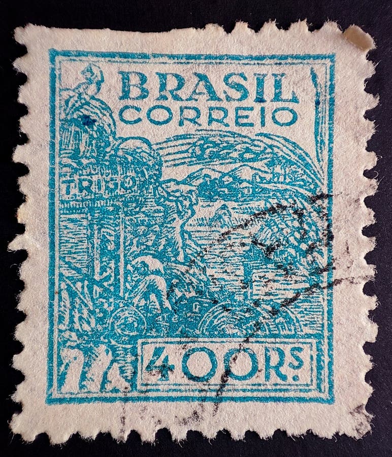 Brazil 400Rs Old Stamp Collection Editorial Stock Image - Image of ...