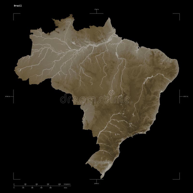Brazil Shape on Black. Sepia Stock Illustration - Illustration of ...