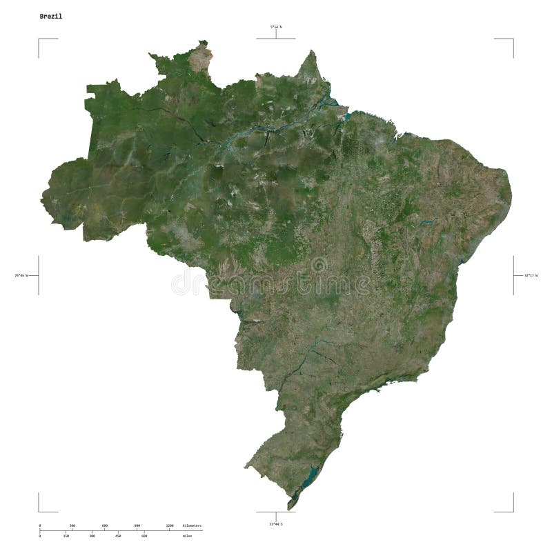Brazil Shape on White. High-res Satellite Stock Illustration ...