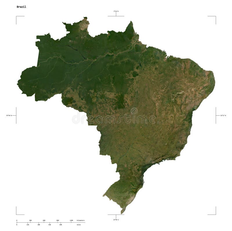 Brazil Shape on White. Low-res Satellite Stock Illustration ...