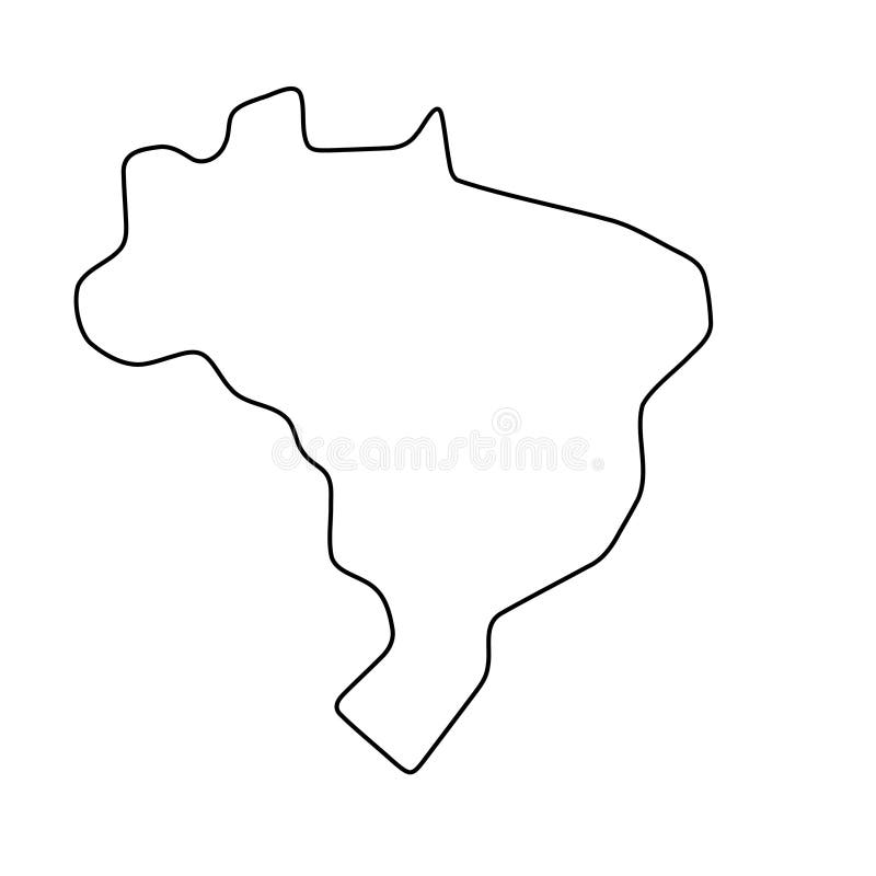 Brazil Simplified Vector Outline Map Stock Vector - Illustration of ...