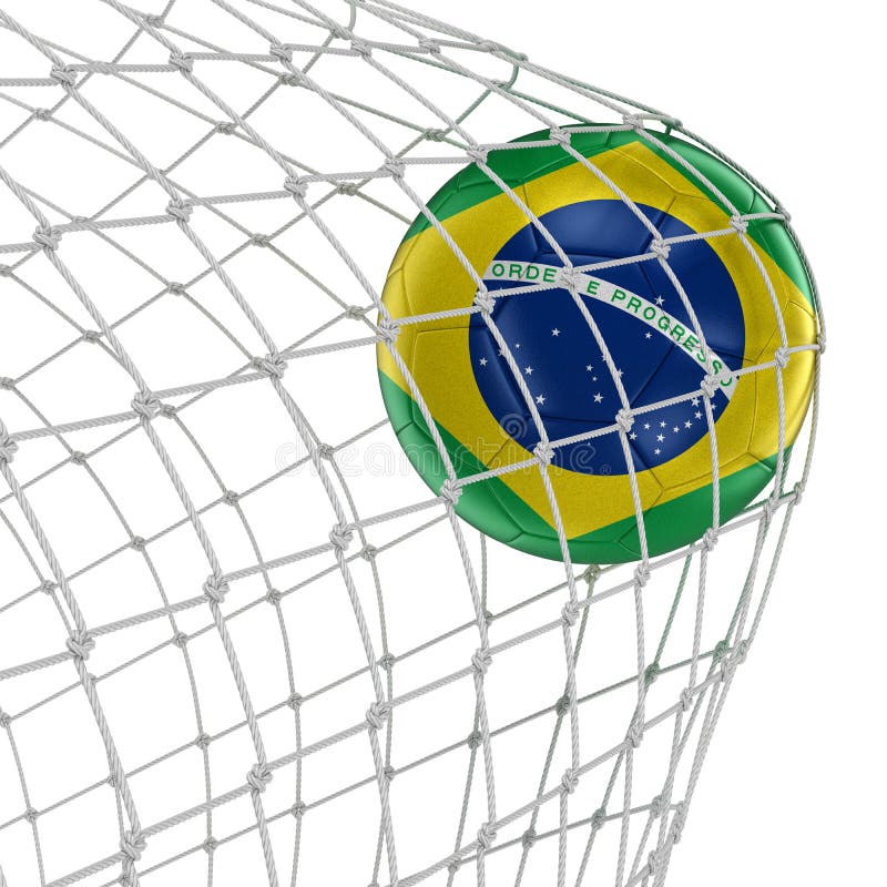 Brazil soccerball in net stock illustration. Illustration of digitally ...