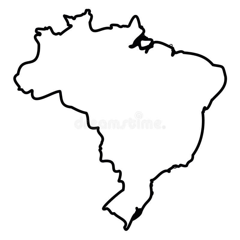 Brazil - Solid Black Outline Border Map of Country Area. Simple Flat ... Brazil - Solid Black Outline Border Map of Country Area. Simple Flat ...