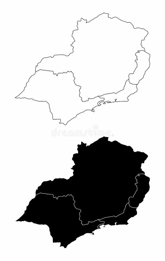 Brazil Southeast Region Map Stock Illustration - Illustration of cities ...