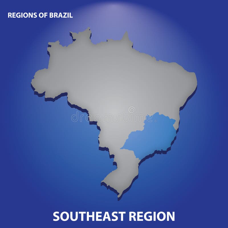 Brazil Southeast Region Map Stock Illustration - Illustration of state ...