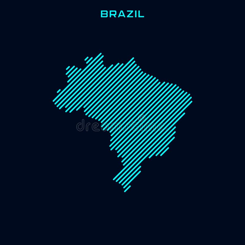 Brazil Striped Map Vector Design Template with Blue Background. Stock ...