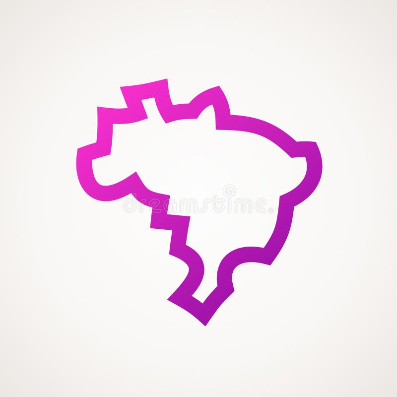 Brazil - Stylized Outline Map Stock Vector - Illustration of borderline ...