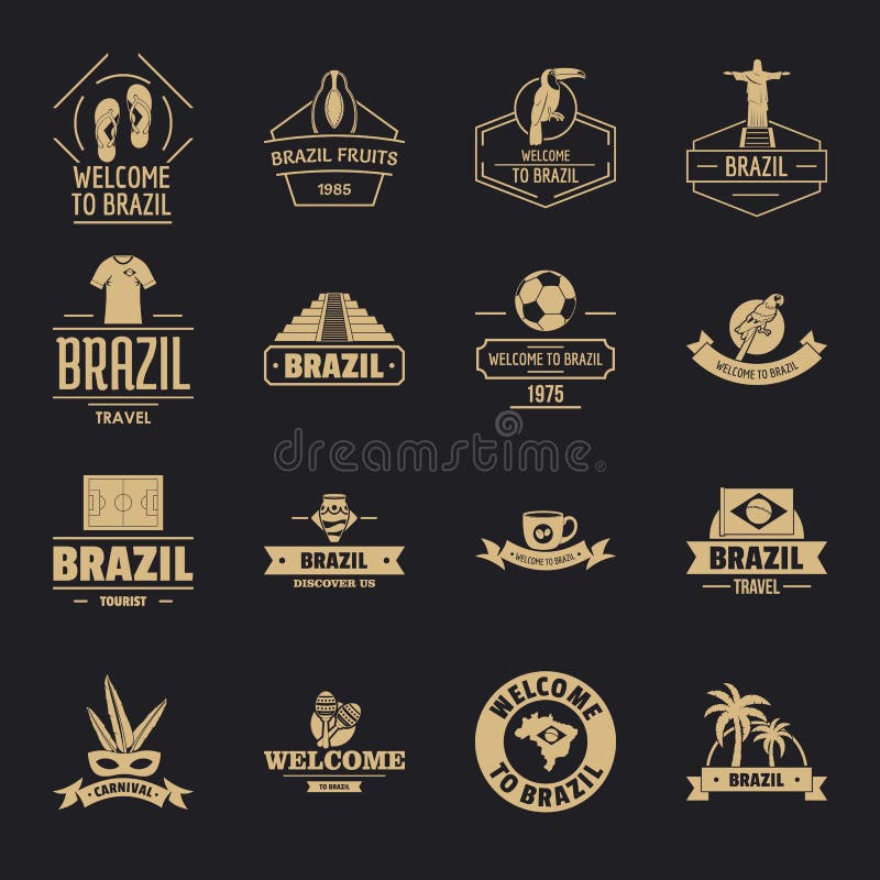 Brazil Travel Logo Icons Set, Simple Style Stock Vector - Illustration ...