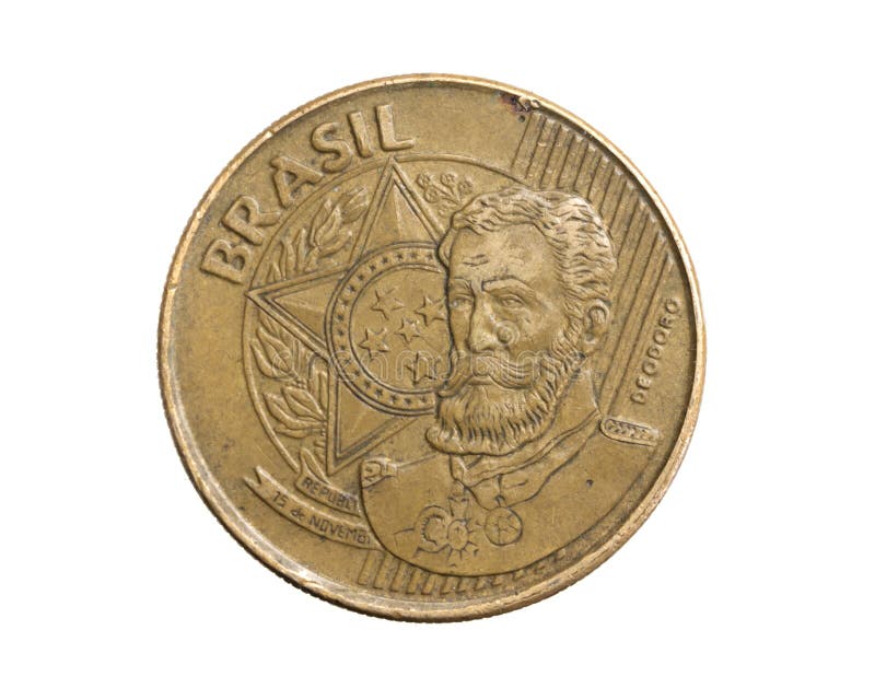 Brazil Twenty Five Centavos Coin on a White Isolated Background Stock ...