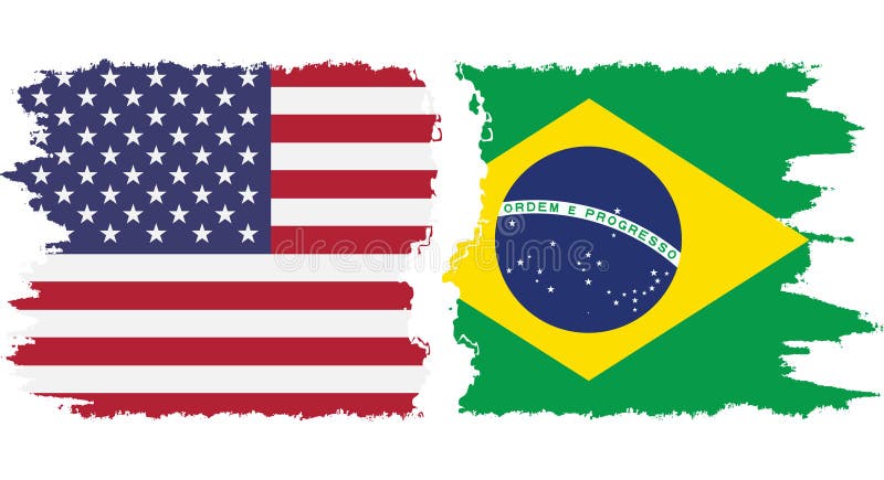 Brazil and USA Grunge Flags Connection Vector Stock Vector ...