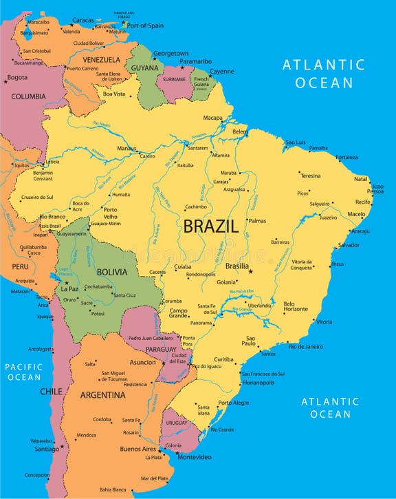 Brazil vector map stock vector. Illustration of division - 8014870