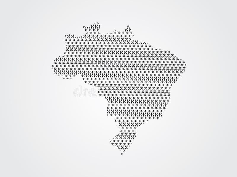 Brazil Vector Map Illustration Using Binary Codes on White Background ...