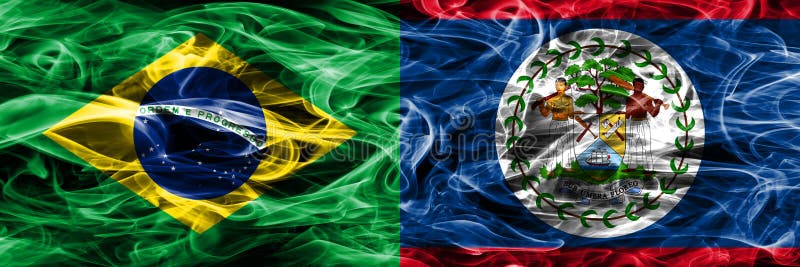 Brazil Vs Belize Smoke Flags Placed Side by Side Stock Illustration ...