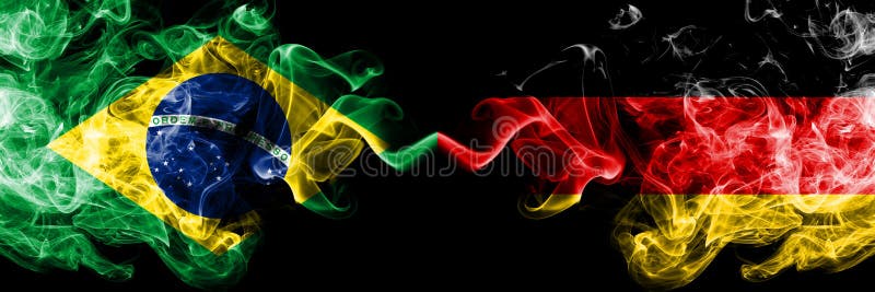 Brazil Vs Germany, German Smoke Flags Placed Side by Side. Thick ...
