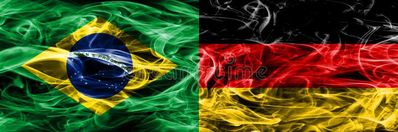 Brazil Vs Germany, German Smoke Flags Placed Side by Side. Thick ...