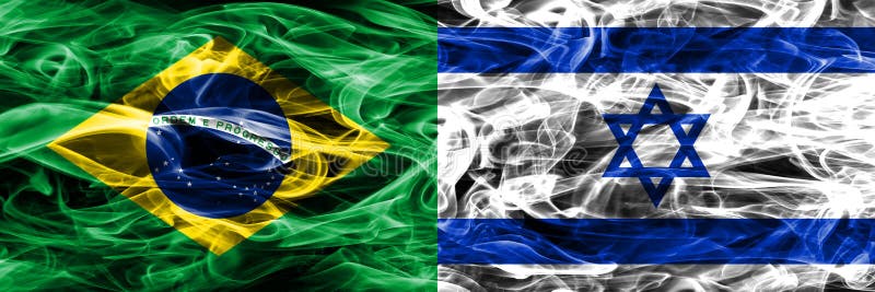 Brazil Vs Israel Smoke Flags Placed Side by Side Stock Illustration ...