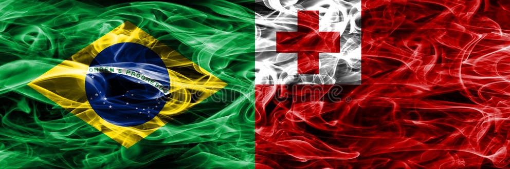 Brazil Vs Tonga Smoke Flags Placed Side by Side Stock Illustration ...