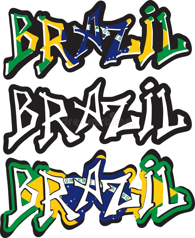 Brazil Word Graffiti Different Style. Vector Stock Vector ...